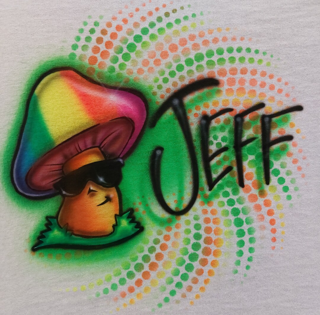 Airbrushed Mushroom Name Design, Party Favor Shirt, Birthday Shirt ...
