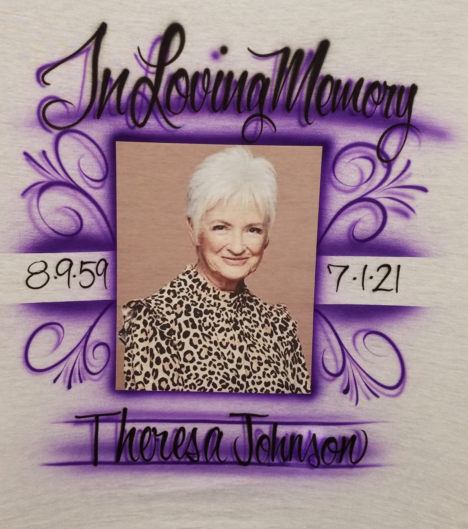 Airbrushed Memorial Photo T-shirt: Personalized in Loving Memory Design ...