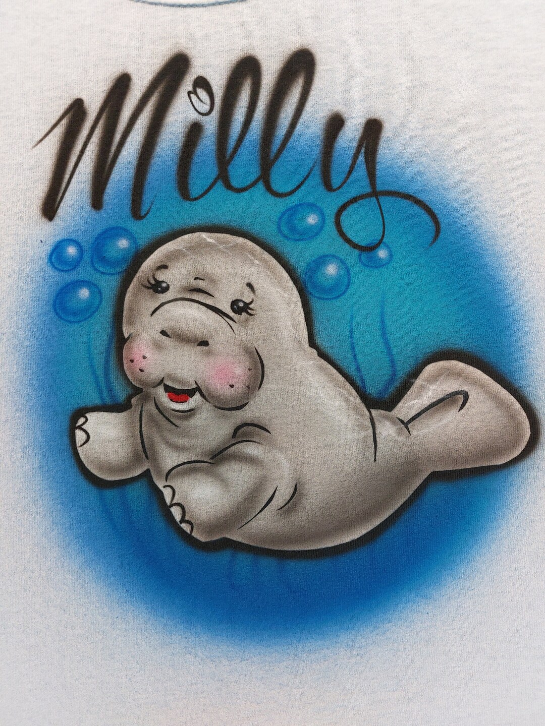 Airbrushed T-shirt Manatee and Name Design Manatee Shirt Manatee Design ...