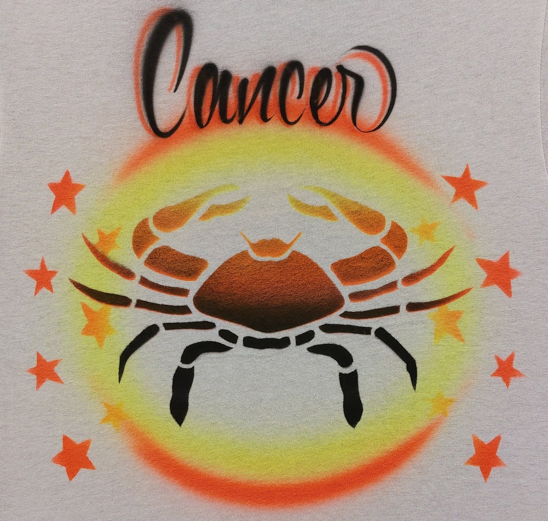 Airbrushed Cancer Zodiac T-shirt: Astrology Horoscope Design - Etsy