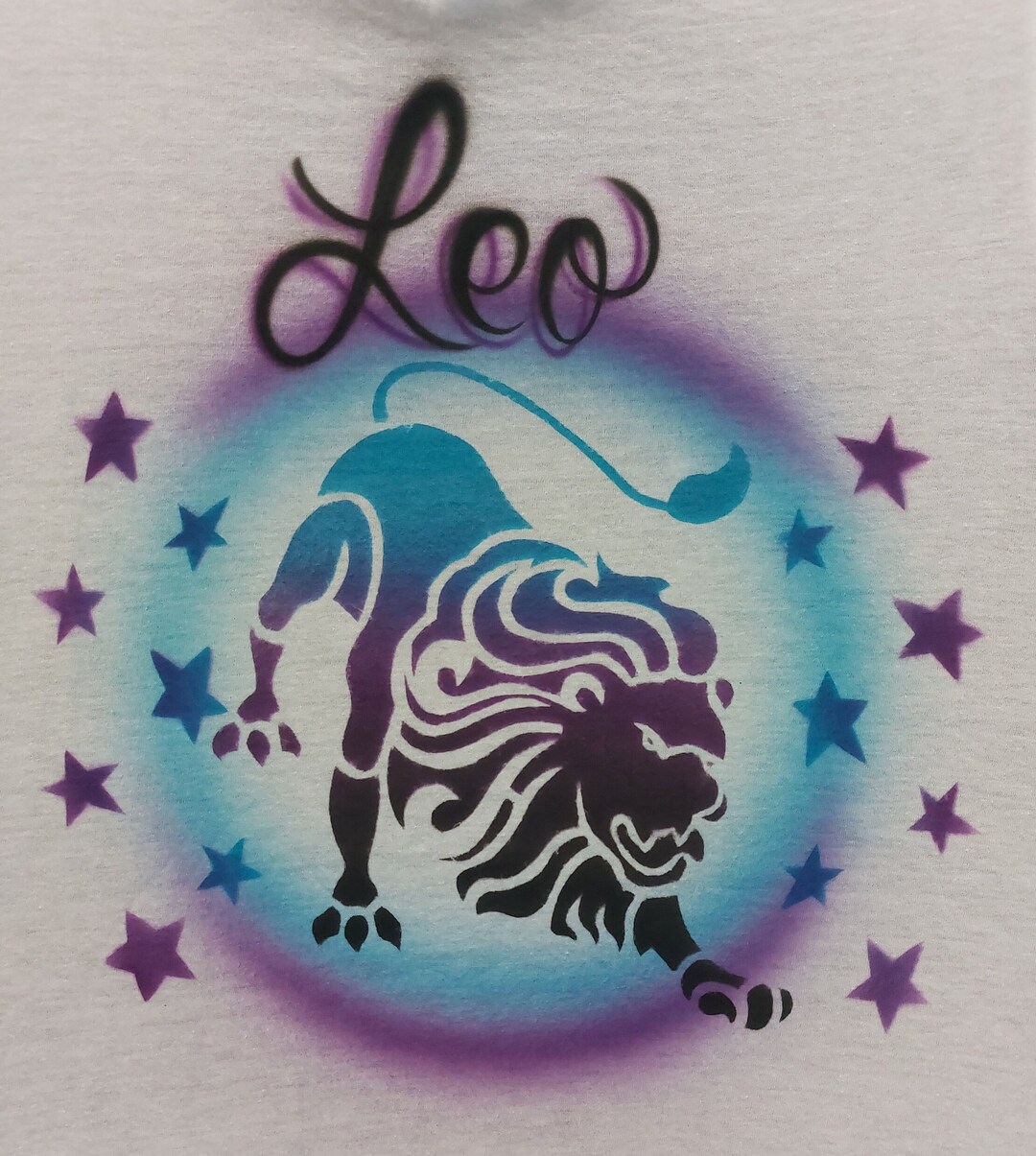 Airbrushed T-shirt Leo Zodiac Design Airbrushed Leo Sign Astrology ...
