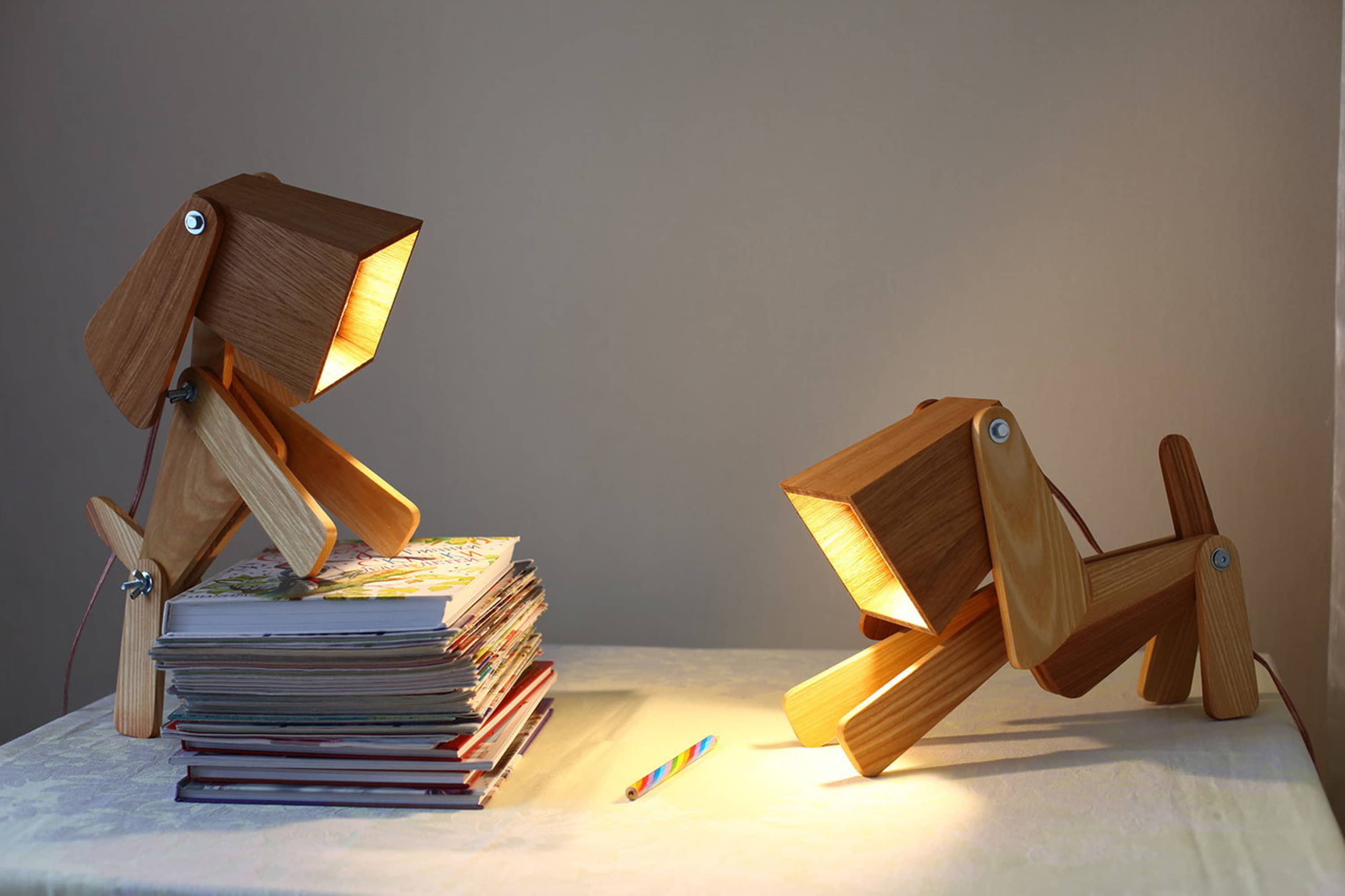 Custom Made Wooden Dog Shaped Desk Lamp Eu US UK AU Plug - Etsy
