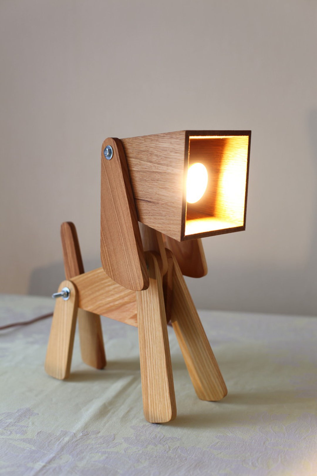 Custom Made Wooden Dog Shaped Desk Lamp Eu US UK AU Plug - Etsy