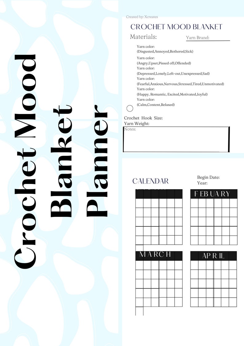 Crochet Mood Blanket Planner - Etsy