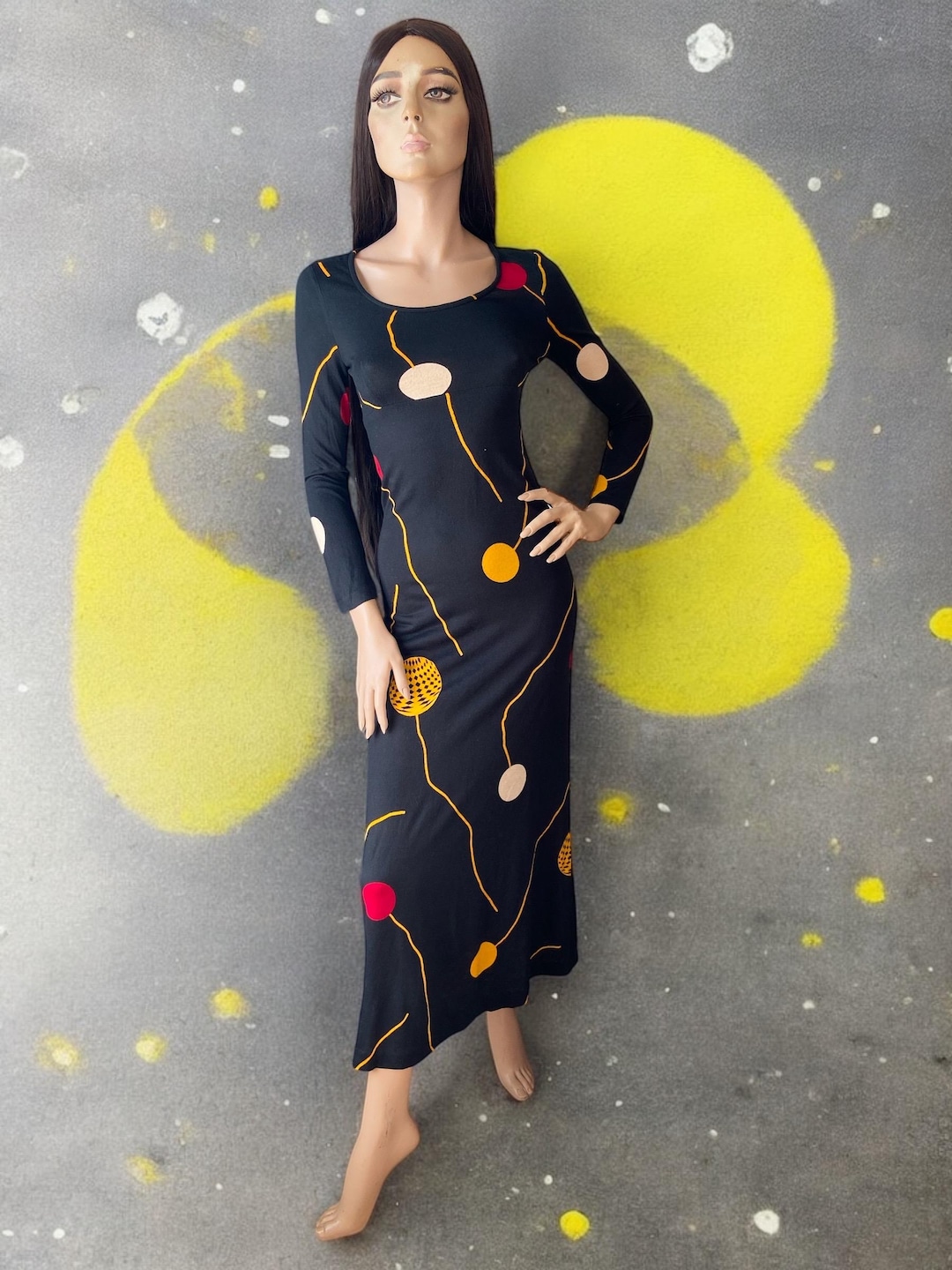 Polly Peck by Sybil Zelker Vintage 70s Maxi Dress Spotty Print 8 10 ...