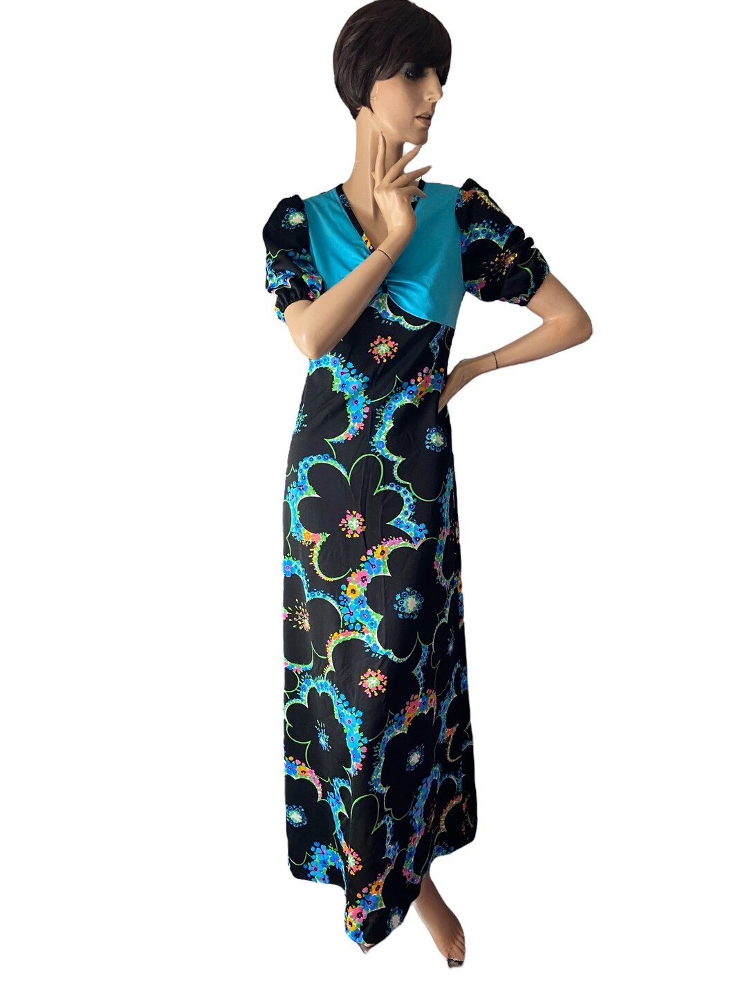 Gorgeous Print Vintage 70s Diolen Loft Floral Maxi Dress 10 12 - Etsy