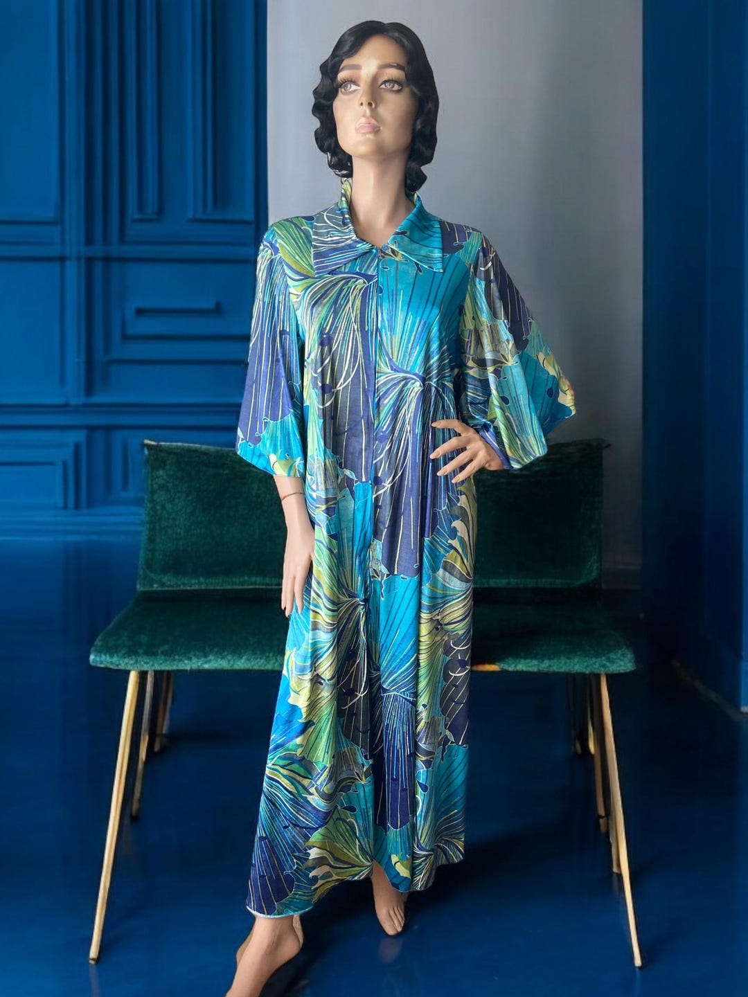 Saxon Lingerie Vintage Kaftan Housecoat Maxi Dress Vintage 70s Floral ...