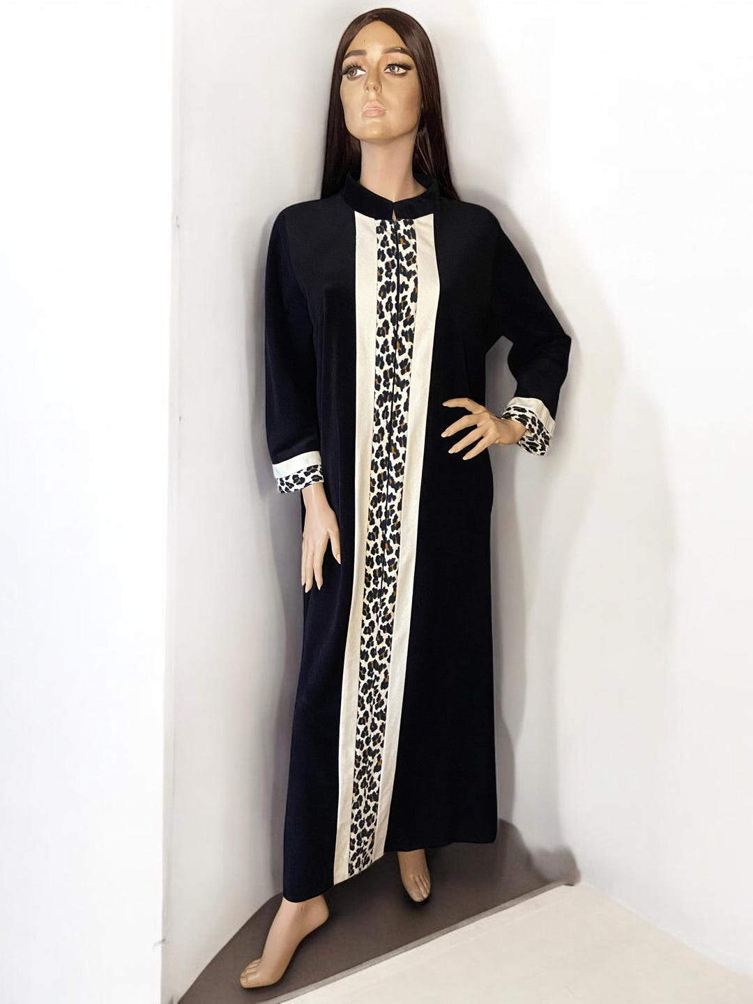 Vintage Vanity Fair Housecoat Maxi Dress Dressing Gown Jacket Leopard ...