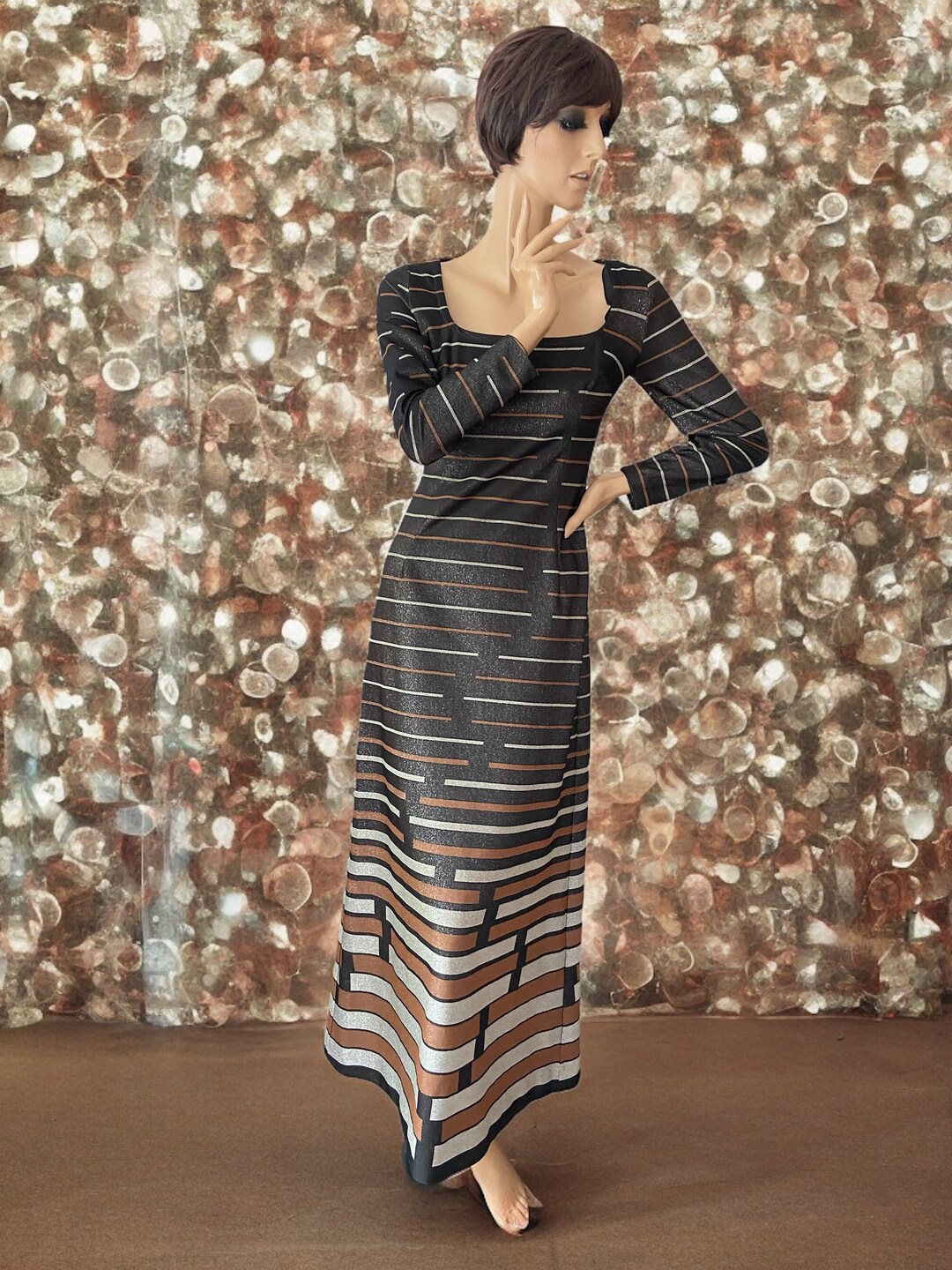 Lovely Sparkly Metallic Silver Vintage 70s Lerose Maxi Dress 10 12 - Etsy