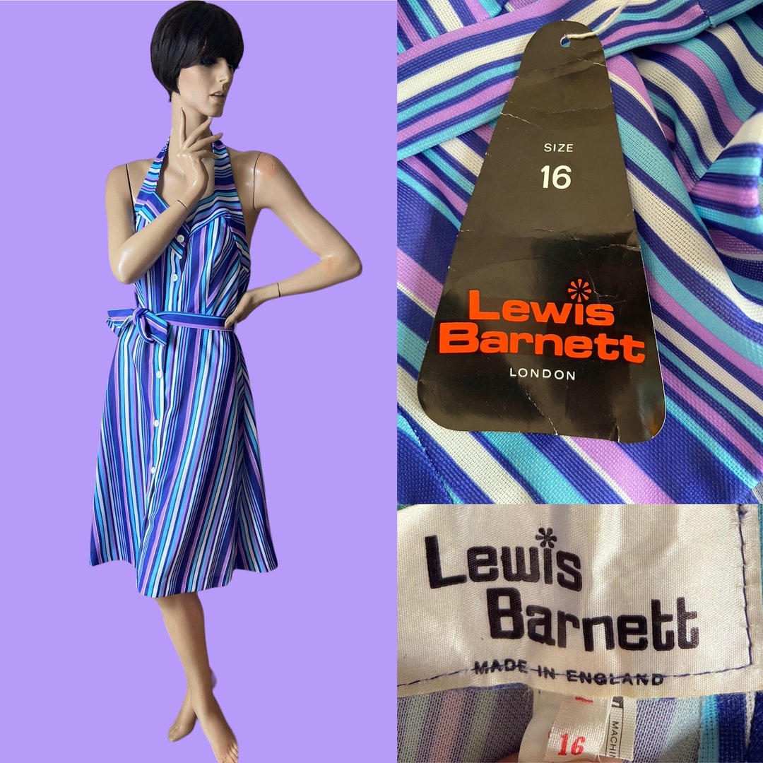 With Original Swing Tag Vintage 70s Lewis Barnett Halter Neck Dress 14 ...