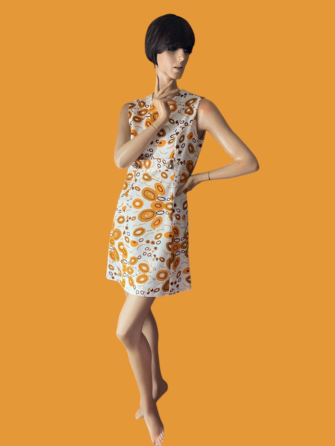 Gorgeous Circle Print Vintage 60s 70s Mini Dress 12 14 - Etsy