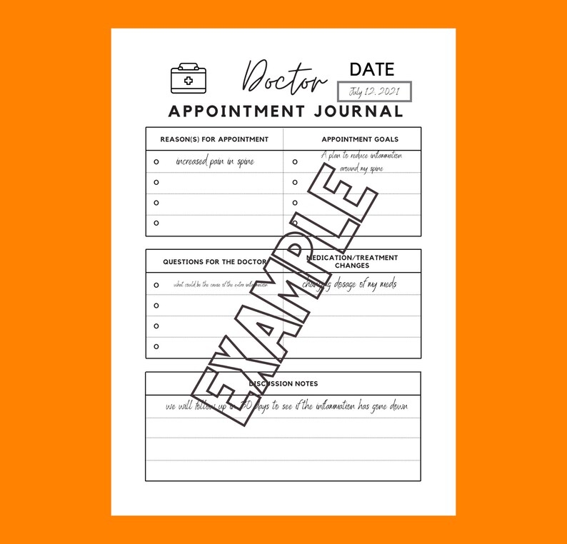 Printable Doctor Appointment Journal Worksheet - Etsy