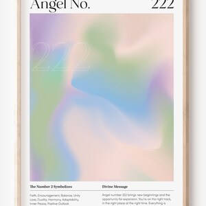 Angel Number Poster 222, Aura Posters Spiritual Wall Art Print, Prints ...