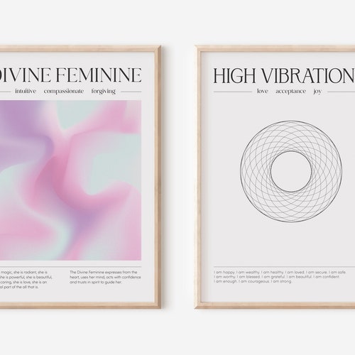 DIVINE FEMININE AURA Poster Set Gradient Wall Art Spiritual - Etsy
