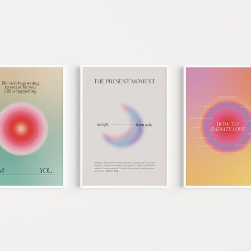 Gradient Spiritual Wall Art Set of 3 Gradient Aura Poster - Etsy