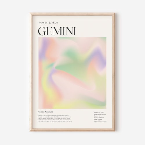 Gemini Poster Horoscope Print Astrological Wall Art - Etsy