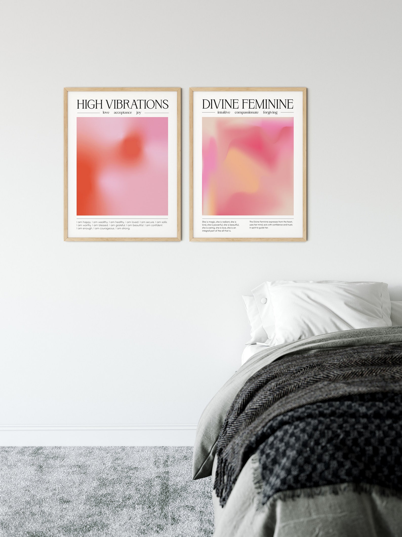 DIVINE FEMININE AURA Poster Set, Gradient Wall Art, Spiritual Wall Art ...