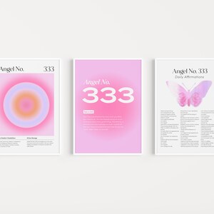 Aura Poster Print, Angel Number Poster Print Set, Trendy Preppy Wall ...