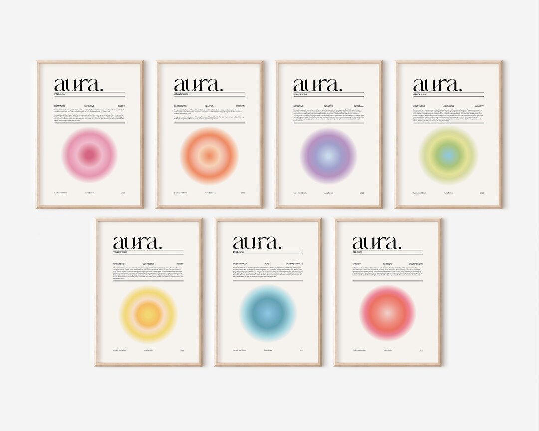 Aura Poster Set, Gradient Aura Print, Wall Prints Trendy, Digital ...
