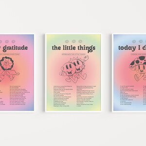 Retro Wall Print Set of 3, Wall Prints Trendy, Groovy 70s Poster Set ...