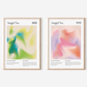 Angel Numbers Aura Poster Set of 9, Aura Wall Art, Aura Poster Print ...