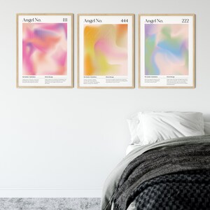 Angel Numbers Poster Print Set, Aura Poster Print, Trendy Preppy Wall ...