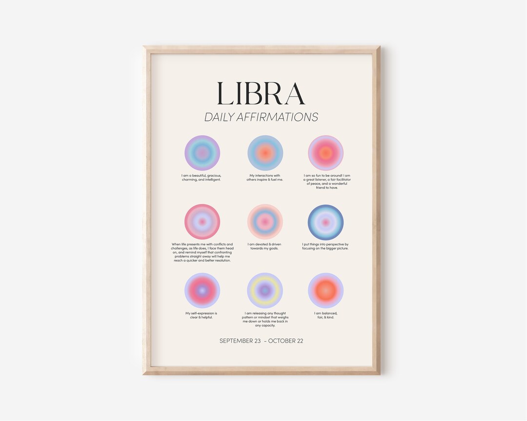 Libra Wall Art, Libra Gifts, Libra Zodiac Affirmation Print, Libra Art ...