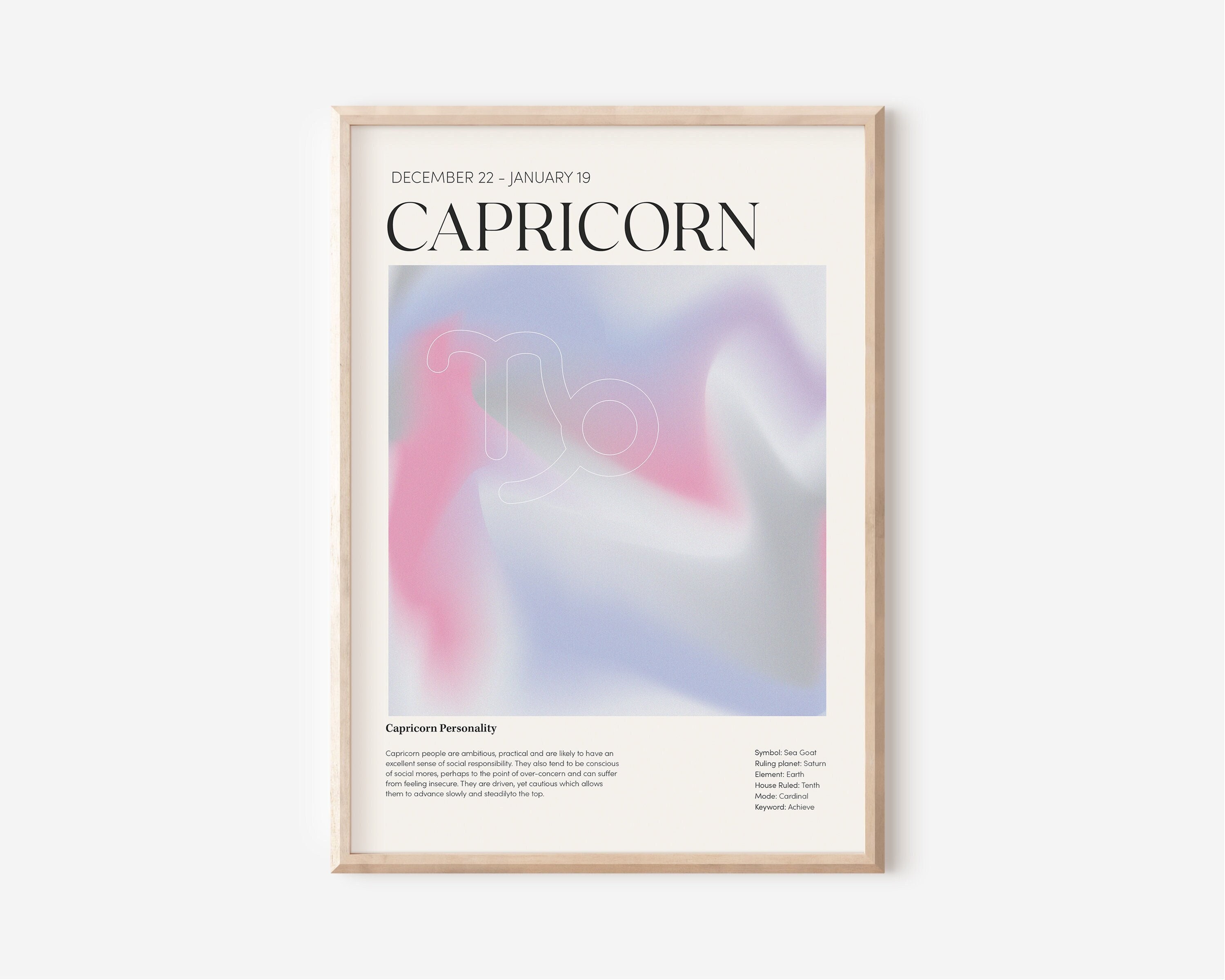 Capricorn Zodiac Wall Art Print, Capricorn Art Print, Capricorn Zodiac ...