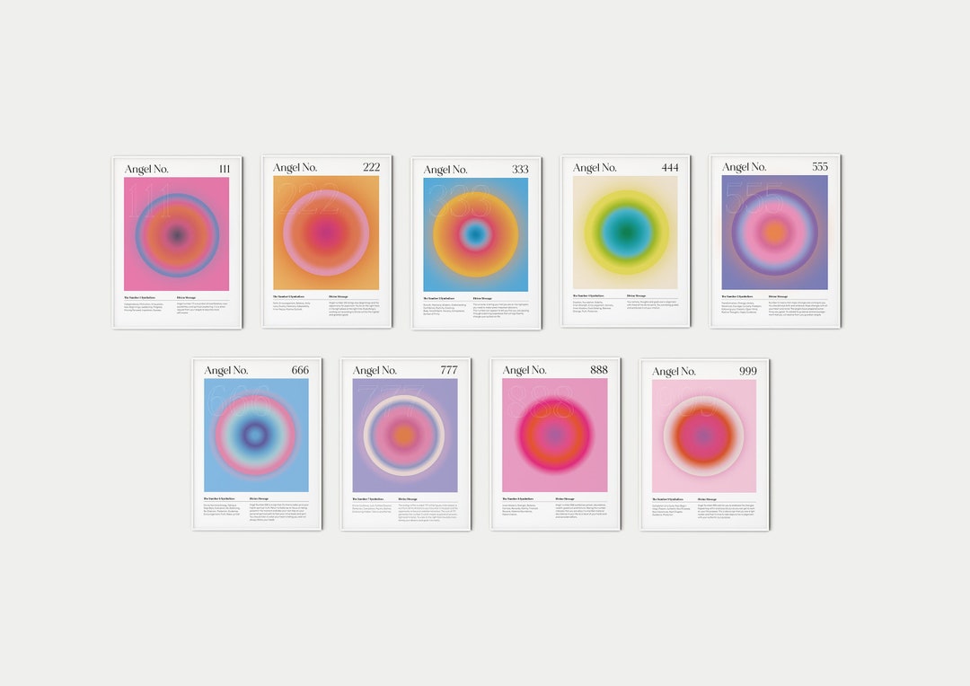 Angel Number Aura Poster Set, Angel Numbers, Aura Poster Print, Trendy ...