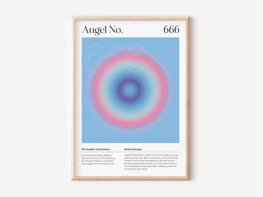 ANGEL NUMBER 666 Poster, Angel Aura Print, Spiritual Wall Art Print ...
