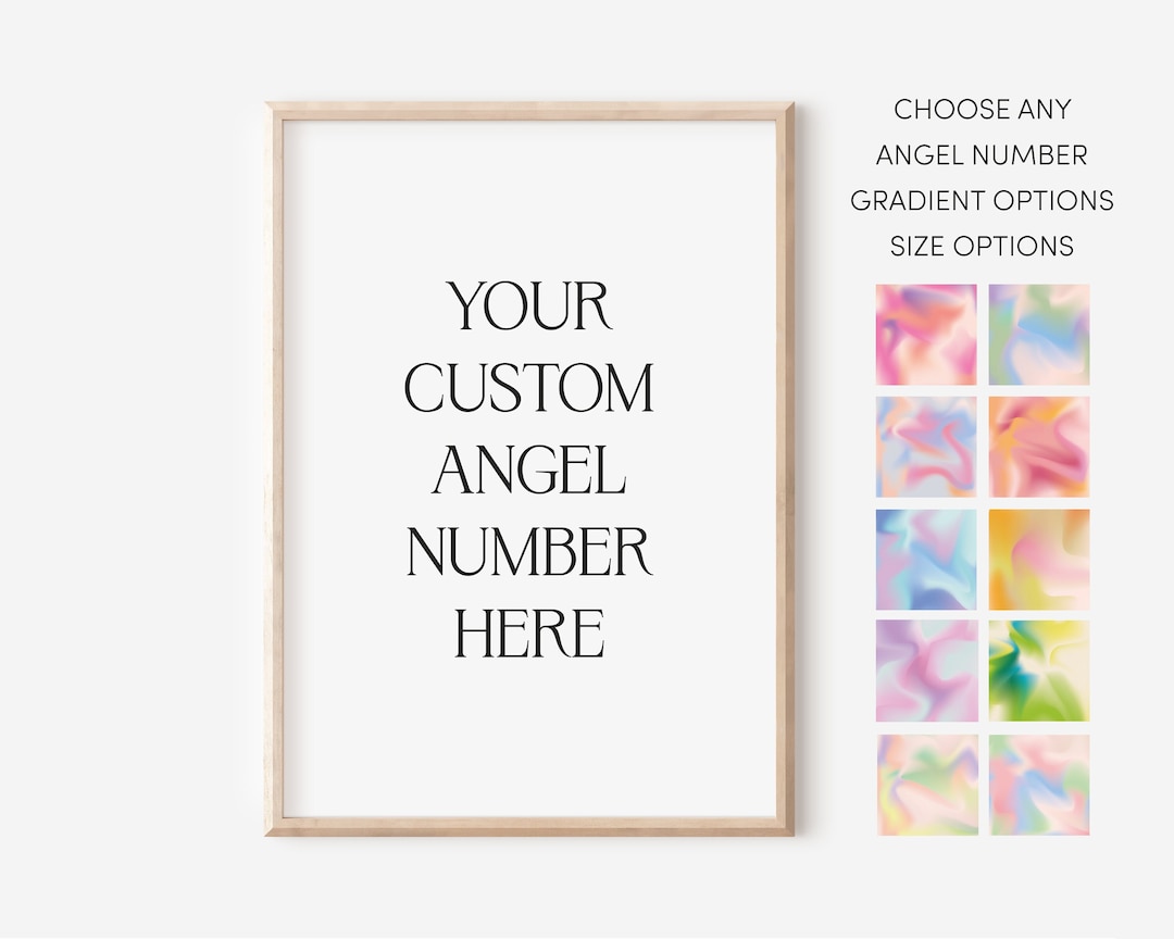 Gradient Angel Number Custom Print, Spiritual Wall Art, Angel Number ...