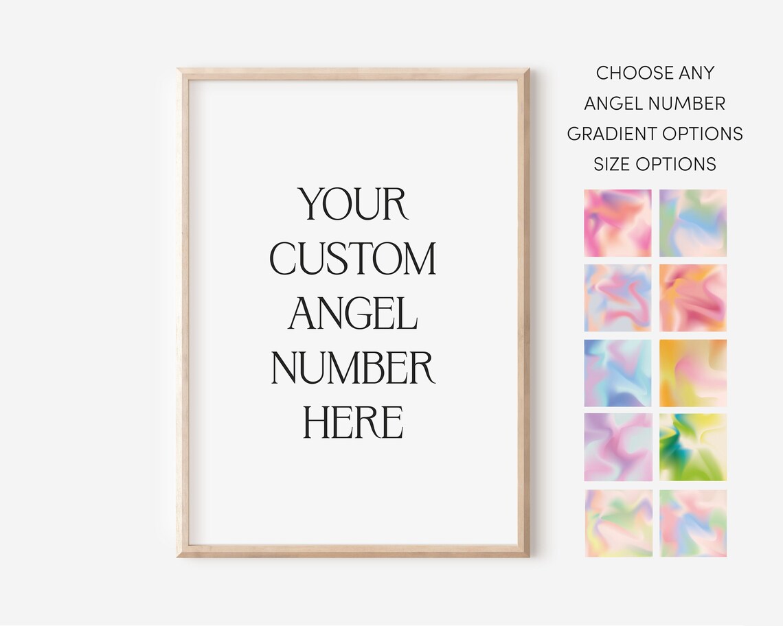 Gradient Angel Number Custom Print Spiritual Wall Art Angel - Etsy
