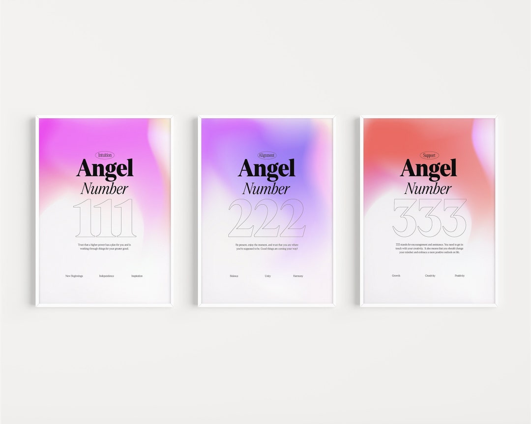 ANGEL NUMBER Poster 3 Piece Wall Art, Angel Numbers Poster Print Trendy ...