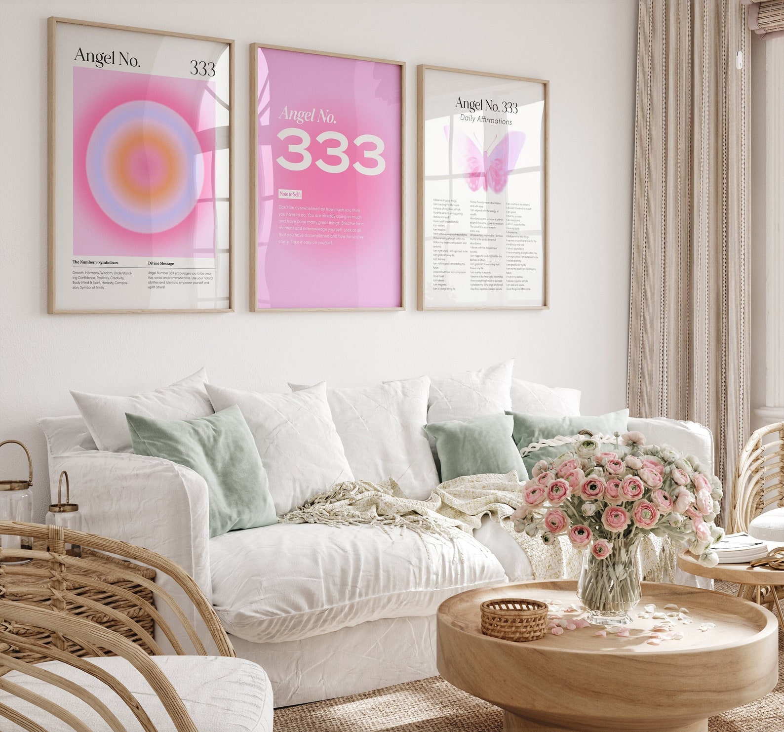Aura Poster Print, Angel Number Poster Print Set, Trendy Preppy Wall ...