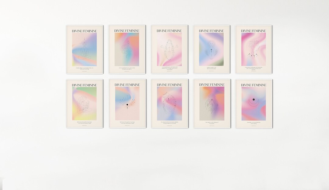 DIVINE FEMININE ART Prints Set of 10, Feminine Art Print Set, Goddess ...