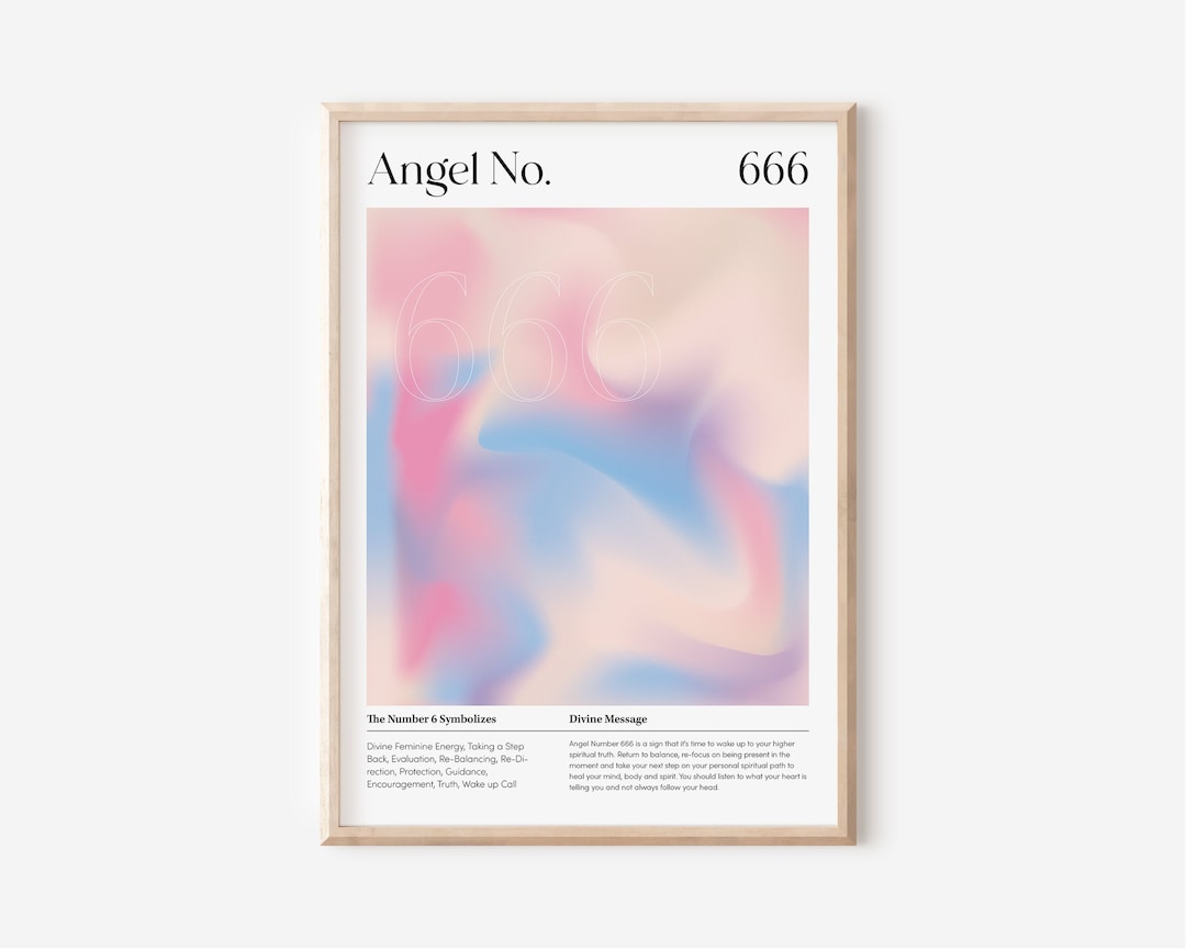 ANGEL NUMBER 666 Poster, Aura Gradient Wall Art Print, Spiritual Wall ...