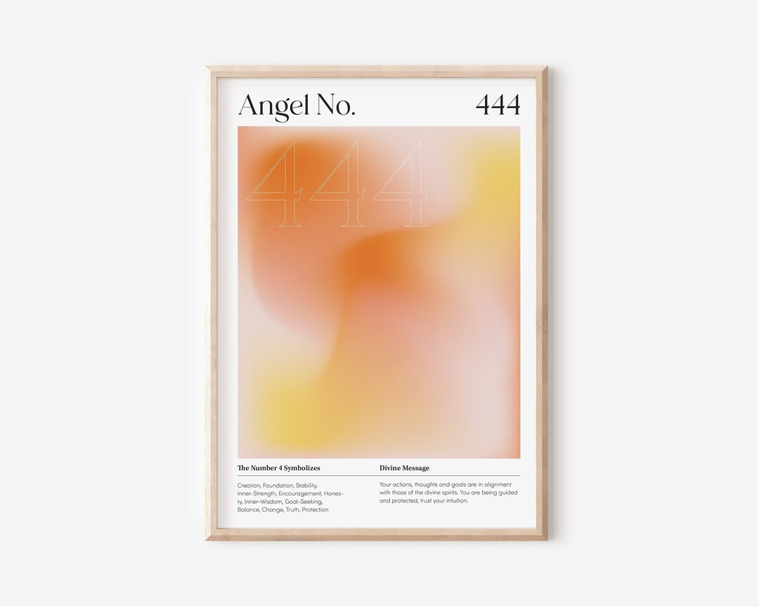 Angel Number Aura Poster Print 444, Gradient Spiritual Wall Art, Aura ...