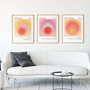 Aura Poster 3 Piece Wall Art Set, Aura Gradient Spiritual Room Decor ...