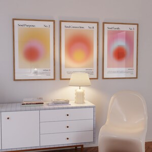 Aura Poster 3 Piece Wall Art Set, Aura Gradient Spiritual Room Decor ...