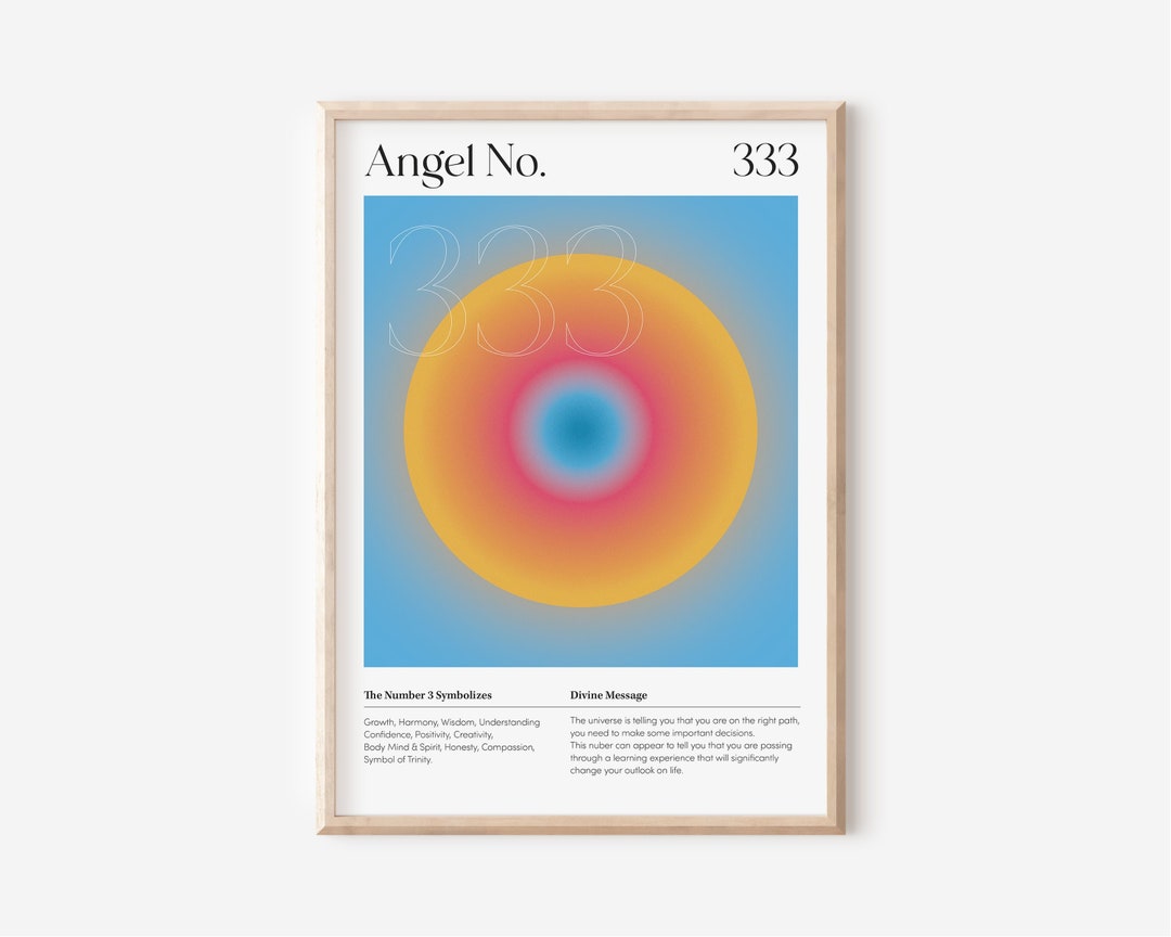ANGEL NUMBER 333 Poster Aura Energy Gradient Printable Wall Art, Angel ...