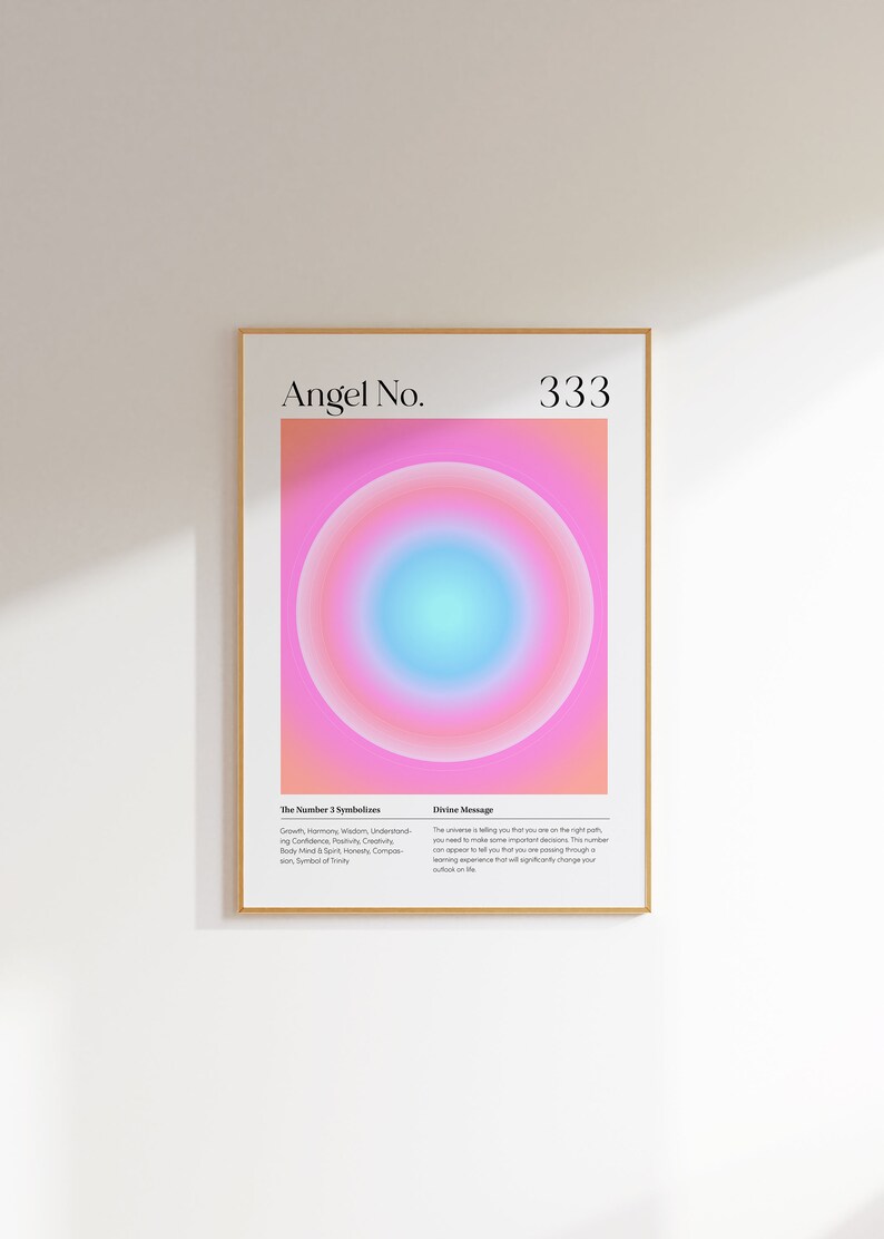 Angel Number Poster 333 Aura Wall Art Printable Wall Art, Angel Aura ...