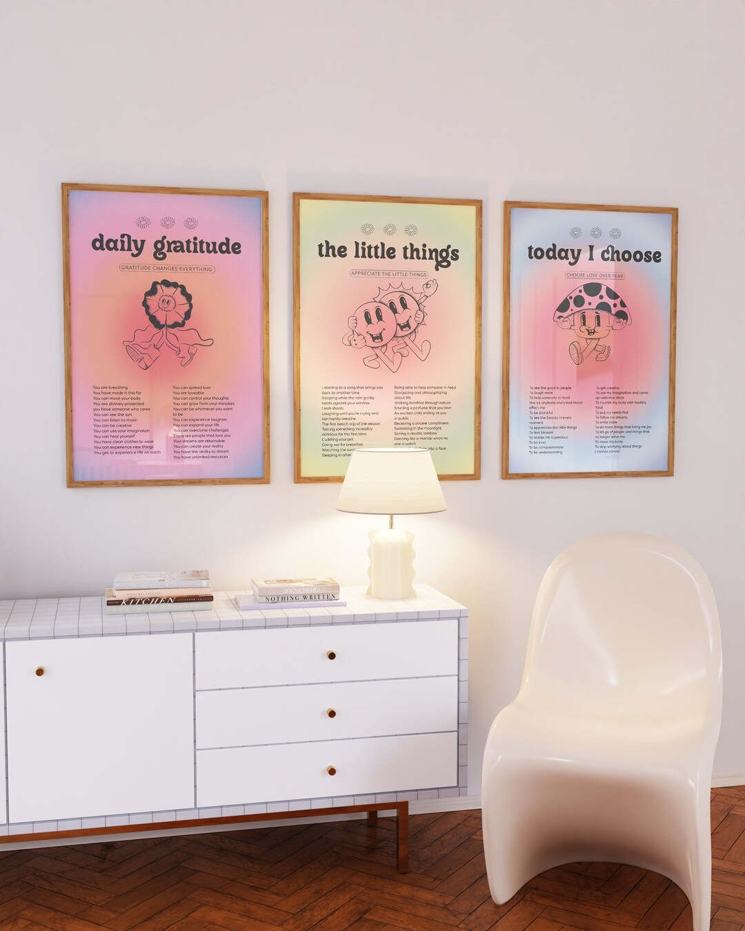 Retro Wall Print Set of 3, Wall Prints Trendy, Groovy 70s Poster Set ...