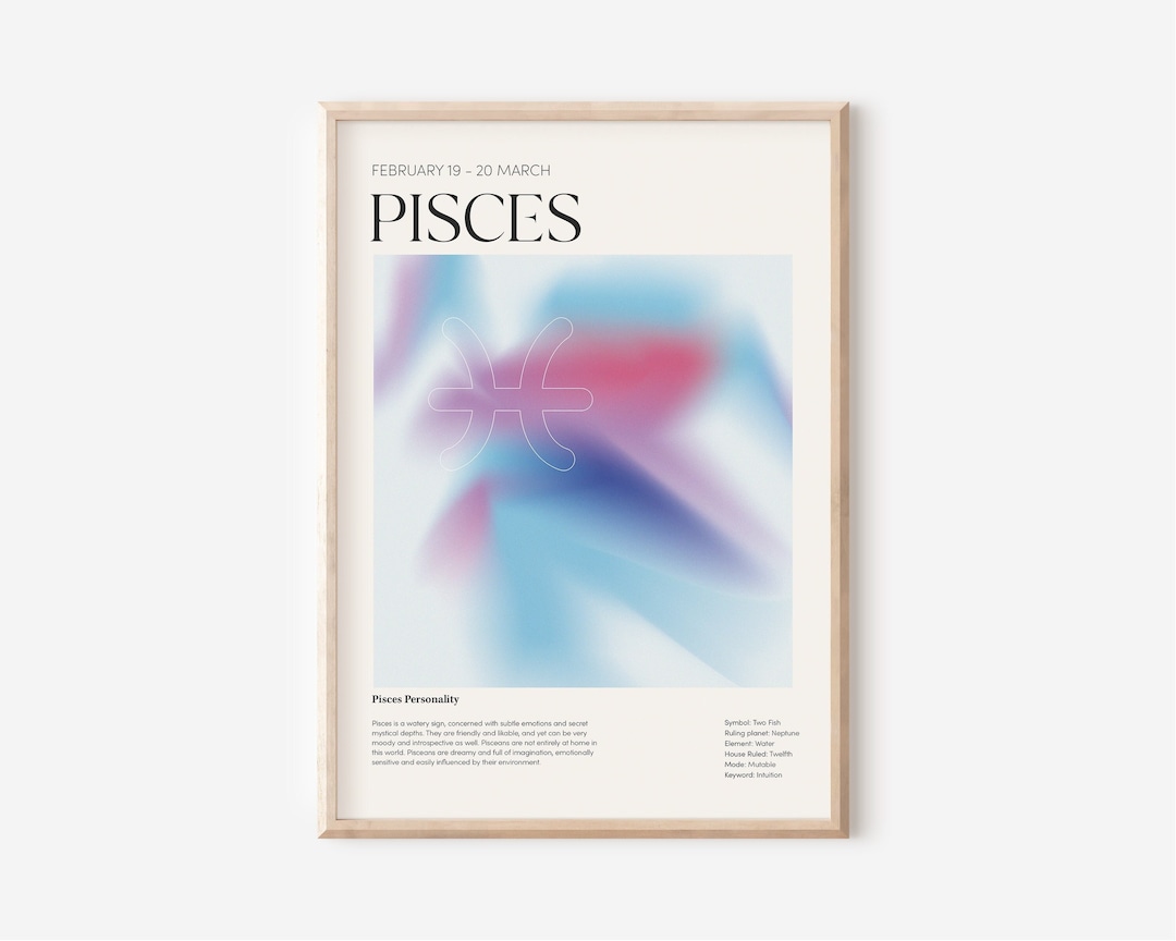 Pisces Wall Art Print, Pisces Gifts, Pisces Zodiac Poster, Pisces ...
