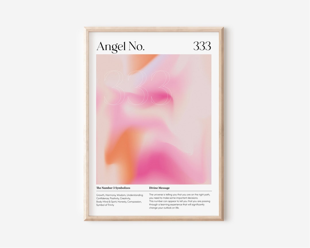 ANGEL NUMBER 333 Poster, Gradient Aura Wall Art Print, Spiritual Wall ...