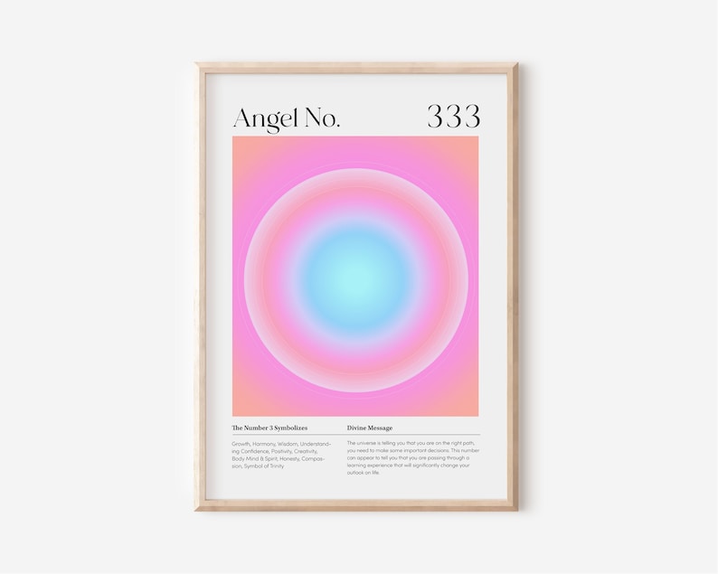 Angel Number Poster 333 Aura Wall Art Printable Wall Art, Angel Aura ...