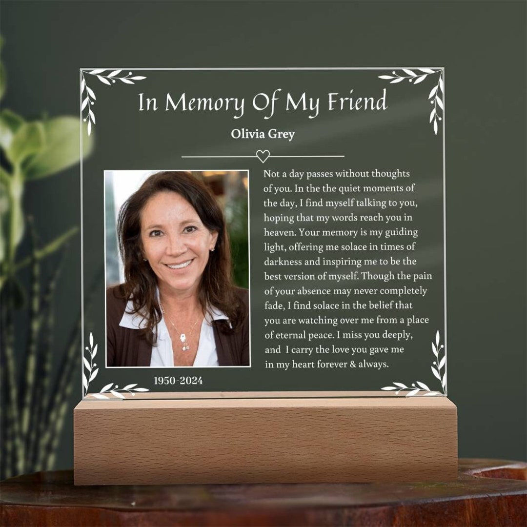 Custom Loss of Friend Memorial Keepsake, Friend Remembrance Acrylic ...