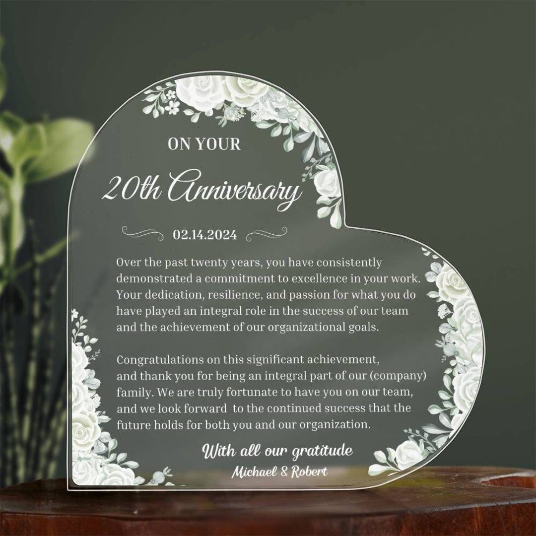 20th Work Anniversary Gift, 20 Years Service Gift, 20 Year Work ...