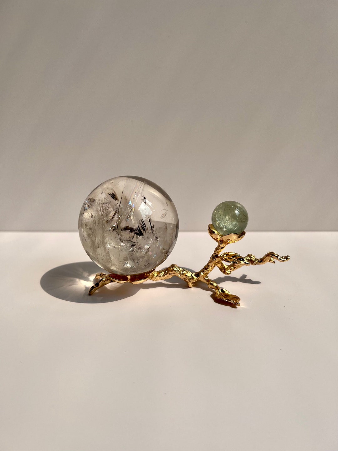 Yellow Gold Double Spheres Elegant Tree Branch Sphere Stand Decor - Etsy