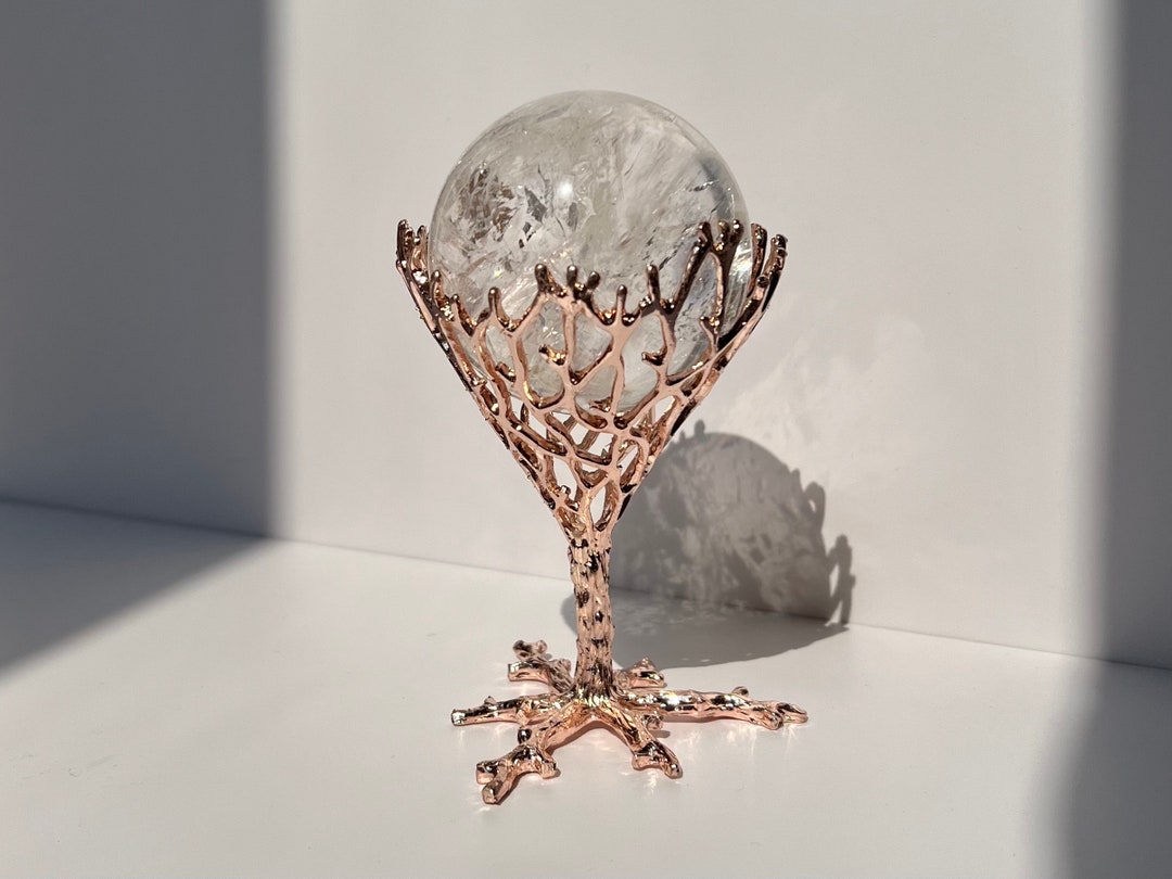 Short Gold Tree of Life Nature Cup Crystal Sphere Display Stand Holder ...