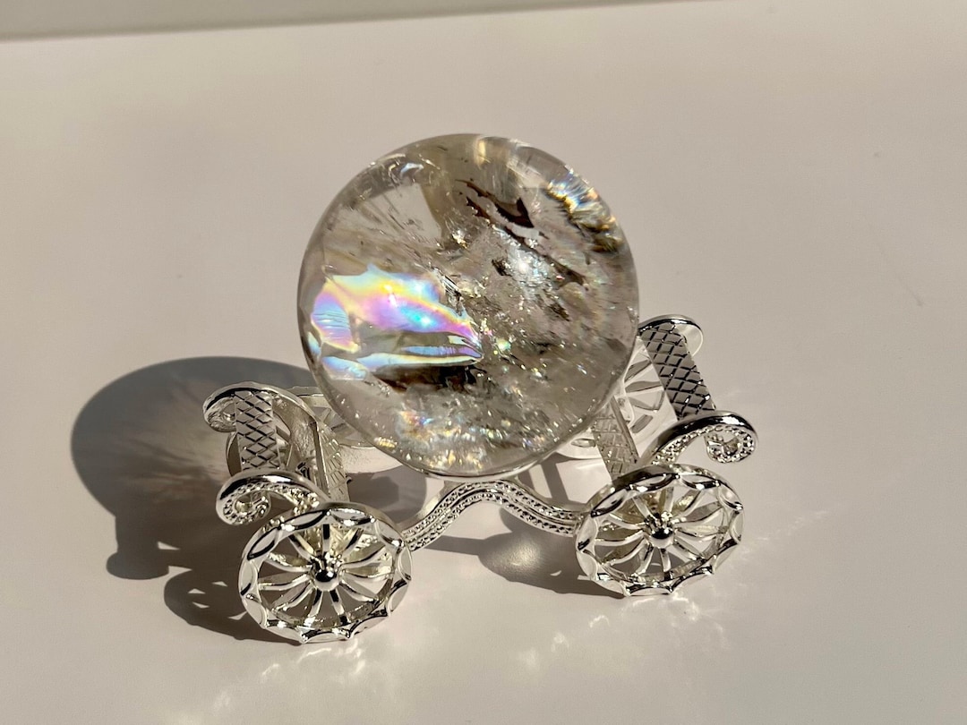 Silver Cinderella Princess Carriage Unique Design Sphere Stand Display ...